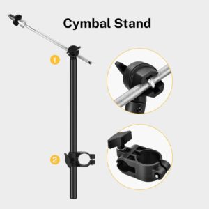 Donner Mute Cymbal Set with 12-inch Cymbals For electric drum kit, Signal Cable, Rack Clamp, And More Stable Iron Metal Bracket (For DED-200/300/400 Expansion)