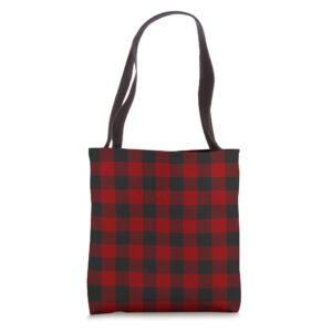 red buffalo design christmas decor plaid pattern tote bag