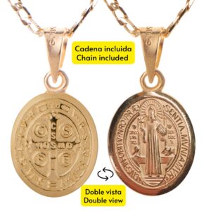 MXArtsCrafts 14K Gold San Benito medal, gold scapular pendant San Benito, San Benito protection double view medal, Religious Jewelry, medal San Benito