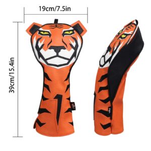 Craftsman Golf Orange/Black Synthetic Leather Tiger Animal Driver Headcover 460cc (#1 Driver Cover)