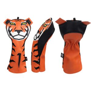 Craftsman Golf Orange/Black Synthetic Leather Tiger Animal Driver Headcover 460cc (#1 Driver Cover)