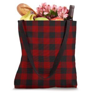 Red Buffalo Design Christmas Decor Plaid Pattern Tote Bag