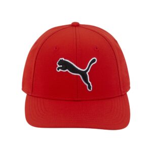 puma evercat dillon stretch-fit cap, firey red/black, l/xl