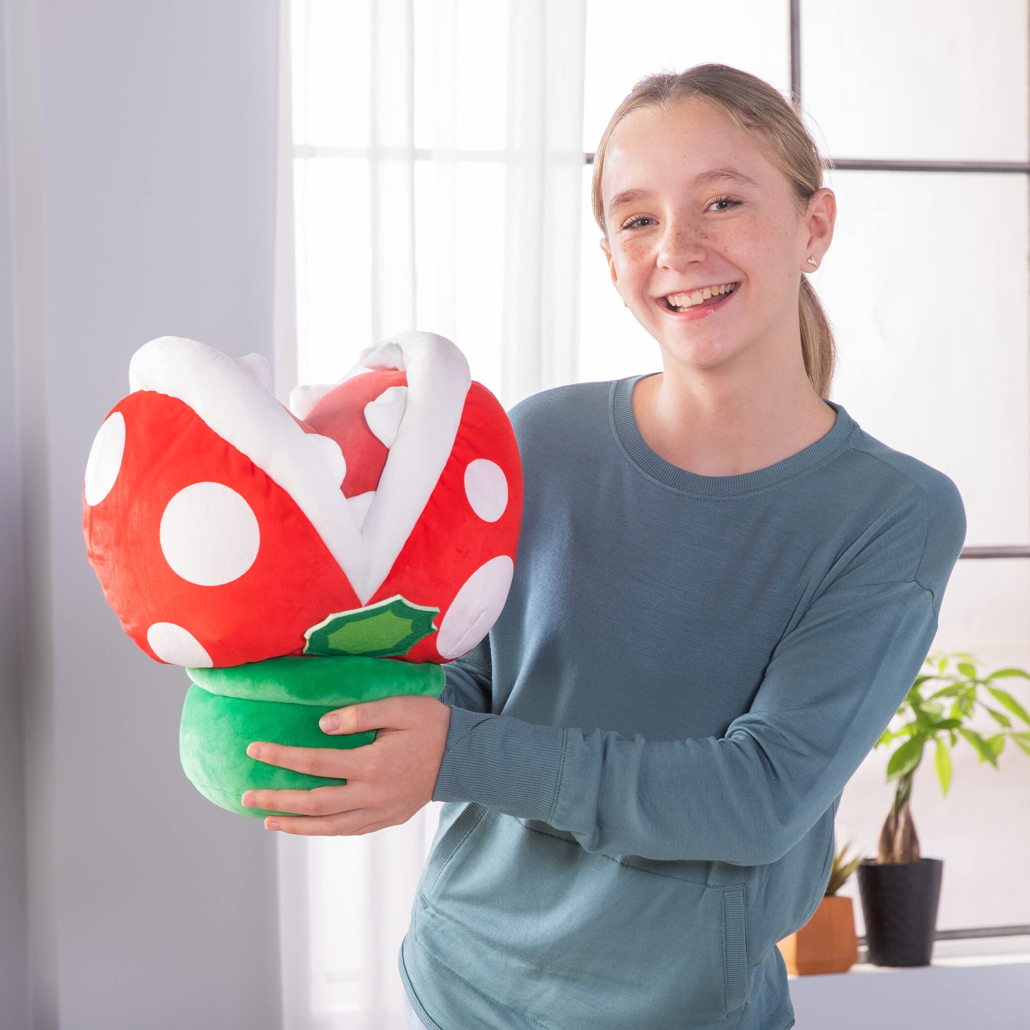 Club Mocchi- Mocchi- Nintendo Super Mario Plush - Piranha Plant Plushie - Collectible Squishy Plushies - 15 Inch, Red