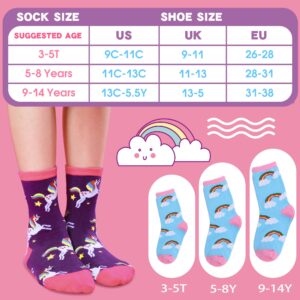 ANTSANG Children Cotton Crew Socks for Girl Kids Toddler Fashion Cute Cartoon Animal Socks 6 Pack