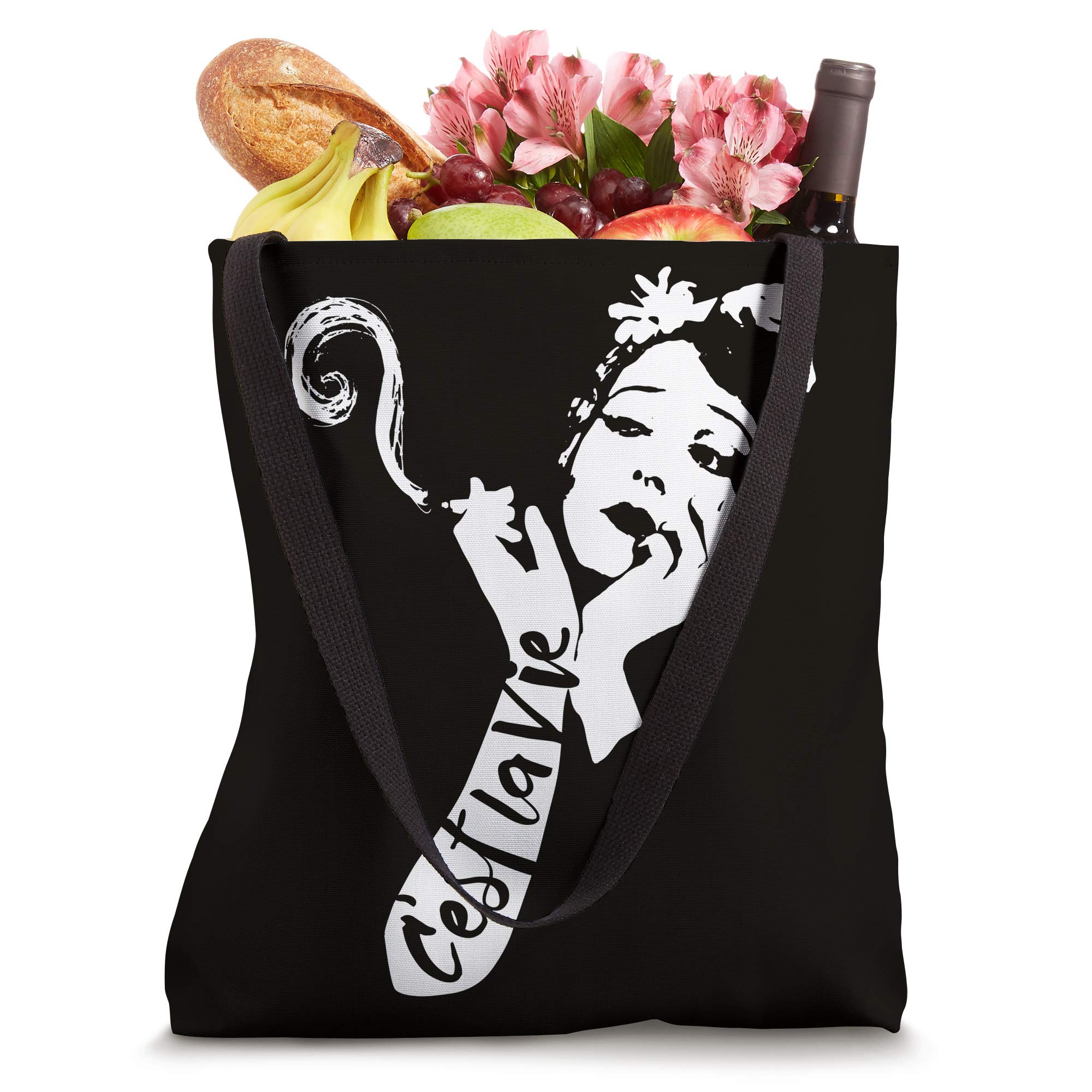 Cest la Vie French Quote with Vintage Parisian Woman Tote Bag