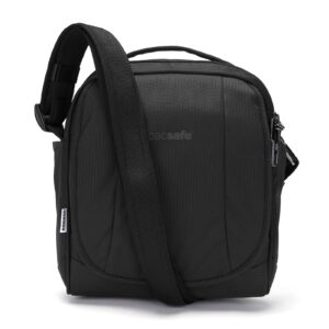 pacsafe metrosafe ls200 econyl 7 liter anti theft crossbody/shoulder bag - fits 10 inch tablet, econyl black