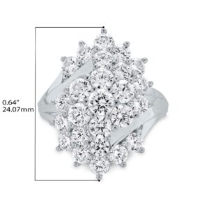 Lexi and Rose .925 Sterling Silver Cubic Zirconia Multi-Shank Cluster Cocktail Ring - Size 9