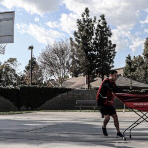 PowerNet Volleyball Wheeled Cart | Portable Hammock Ball Cart | Collapsible Rolling Training Equipment Basket | Lightweight Bin | Great for Multisport Use