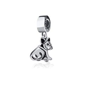 BOLENVI French Bulldog Bull Dog 925 Sterling Silver Dangle Pendant X Charm Bead For Pandora & Similar Charm Bracelets or Necklaces