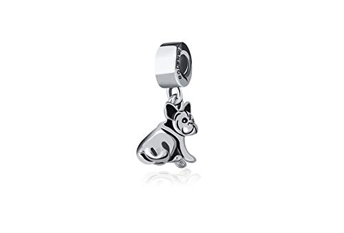 BOLENVI French Bulldog Bull Dog 925 Sterling Silver Dangle Pendant X Charm Bead For Pandora & Similar Charm Bracelets or Necklaces