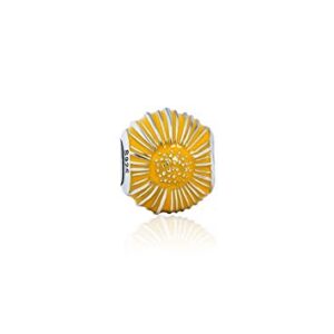 Bolenvi Yellow Sunflower Ball 925 Sterling Silver Charm Bead for Pandora & Similar Charm Bracelets or Necklaces