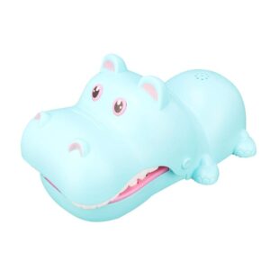 Finger Biting Toys,Cute Cartoon Hippo Mouth Pressing Teeth Relieve The Pressure Toy Party Daring Challenge Game Funny Toy for Adults Kids (Blue)