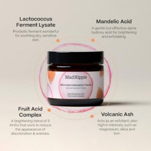 Mad Hippie MicroDermabrasion Facial - Exfoliating Face Scrub with Glycolic Acid, Mandelic Acid, AHA Complex & Hyaluronic Acid, 2.1 Fl Oz