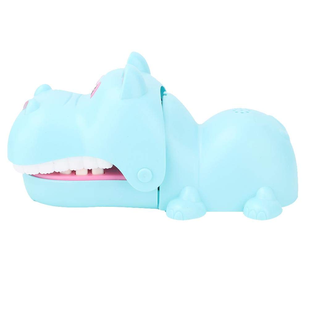 Finger Biting Toys,Cute Cartoon Hippo Mouth Pressing Teeth Relieve The Pressure Toy Party Daring Challenge Game Funny Toy for Adults Kids (Blue)