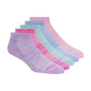 skechers womens 5 pack low cut socks, pink/aqua sky, 9 11 us