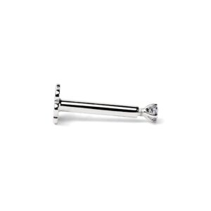 Demira Jewel's 14K White Gold Diamond Nose Ring - Choose from 1.7mm to 3.5mm, 16G Gauge, 6mm Length, Nickel-Free, HI Color, I1-I2 Clarity