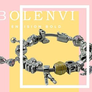 Bolenvi Yellow Sunflower Ball 925 Sterling Silver Charm Bead for Pandora & Similar Charm Bracelets or Necklaces