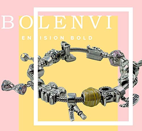 Bolenvi Yellow Sunflower Ball 925 Sterling Silver Charm Bead for Pandora & Similar Charm Bracelets or Necklaces