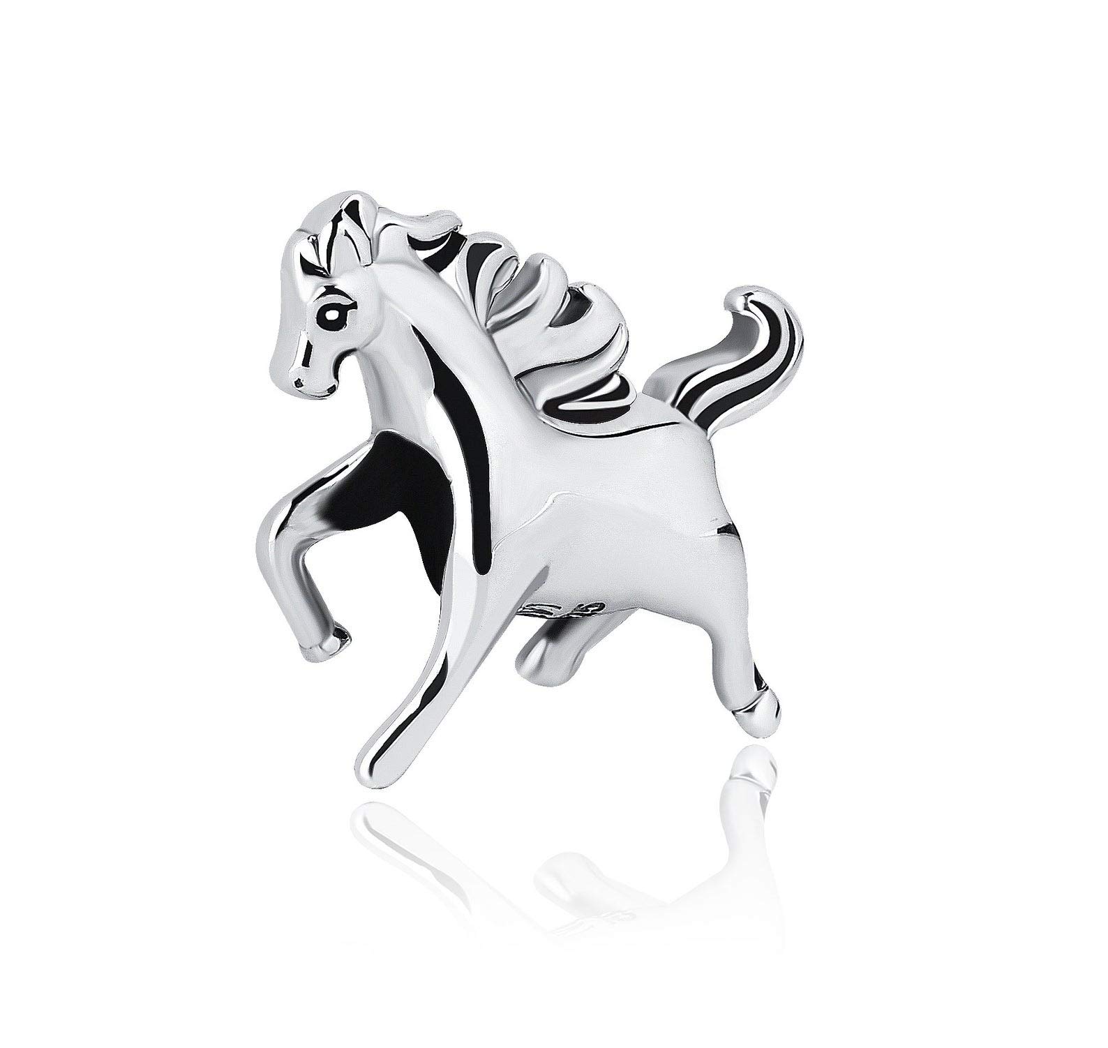 Bolenvi Mustang Horse Farm 925 Sterling Silver Charm Bead for Pandora & Similar Charm Bracelets or Necklaces