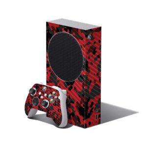 mighty skins carbon fiber skin compatible with xbox series s bundle - red modern camo protective, durable textured carbon fiber finish easy to apply, remove, and change styles made in the usa