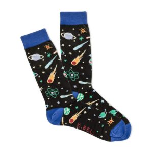 k. bell socks men's sports and outdoors fun novelty crew socks, space (black), 6.5-12 large