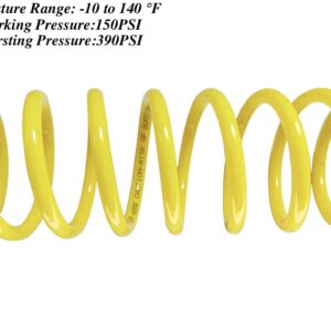 SANFU (PU) Polyurethane Recoil Air Hose 1/4”ID x 50ft with Bend Restrictor,1/4” Industrial Steel Quick Coupler and Plug, Yellow(50’)