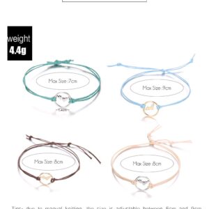 KOEDLN 4pcs Mountain Peak Charm Bracelets Retro Woven Rope Adjsutable Bracelet for Women Men Outdoor Sport Climbing Lover