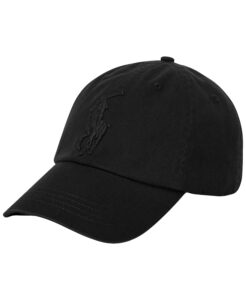 polo ralph lauren men's big pony chino cap, black (one size)