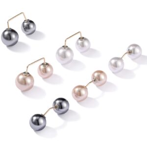 6 pieces artificial pearl brooch pins anti-exposure neckline safety pins sweater shawl clips for women girls wedding party decorations, 2 styles (gold, silver, white)