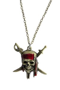 western f.a.s.h.i.o.n crossed swords pirate skull pendant necklace (gold)