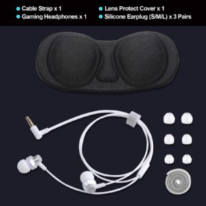 NexiGo VR Lens Protect Cover and Gaming Earphones, Washable and Anti-Scratch Lens Protector, 3D Surrounding Sound Earphones with Custom-Length Short Cable, Designed for Oculus Quest 2