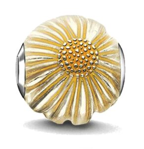 bolenvi yellow sunflower ball 925 sterling silver charm bead for pandora & similar charm bracelets or necklaces