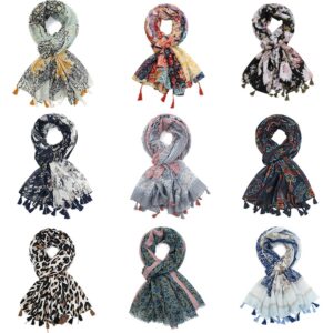 Yeieeo Women Scarf Soft Floral Printed Winter Fall Warm Scarves(Floral 6)