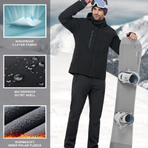 33,000ft Men's Winter Snow Ski Fleece Lined Pants Warm Waterproof Softshell Insulated for Snowboard Outdoor Work Hiking