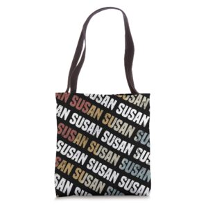 vintage first name pattern retro forename gift for susan tote bag