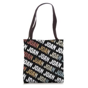 vintage first name pattern retro forename gift for joan tote bag