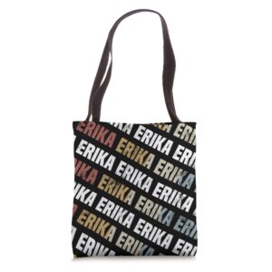 vintage first name pattern retro forename gift for erika tote bag