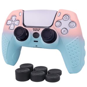 ps5 controller grip cover, chin fai anti-slip silicone skin protective cover case for playstation 5 dualsense wireless controller with 6 thumb grip caps (gradient color-1)