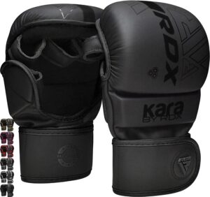 rdx mma gloves sparring grappling, hybrid open palm martial arts mitts men women, maya hide leather wrist support, cage fighting combat sports boxing glove training, muay thai, punching bag kickboxing