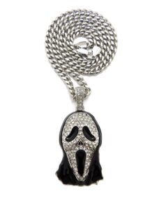 iced scream face pendant 5mm/18,20",24",30" stainless steel cuban chain fashion necklace src9 (20")