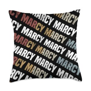 custom marcy gifts & designs for girls vintage first name pattern retro forename gift for marcy throw pillow, 18x18, multicolor