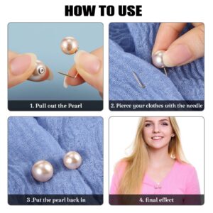 6 Pieces Artificial Pearl Brooch Pins Anti-Exposure Neckline Safety Pins Sweater Shawl Clips for Women Girls Wedding Party Decorations, 2 Styles (Gold, Silver, White)