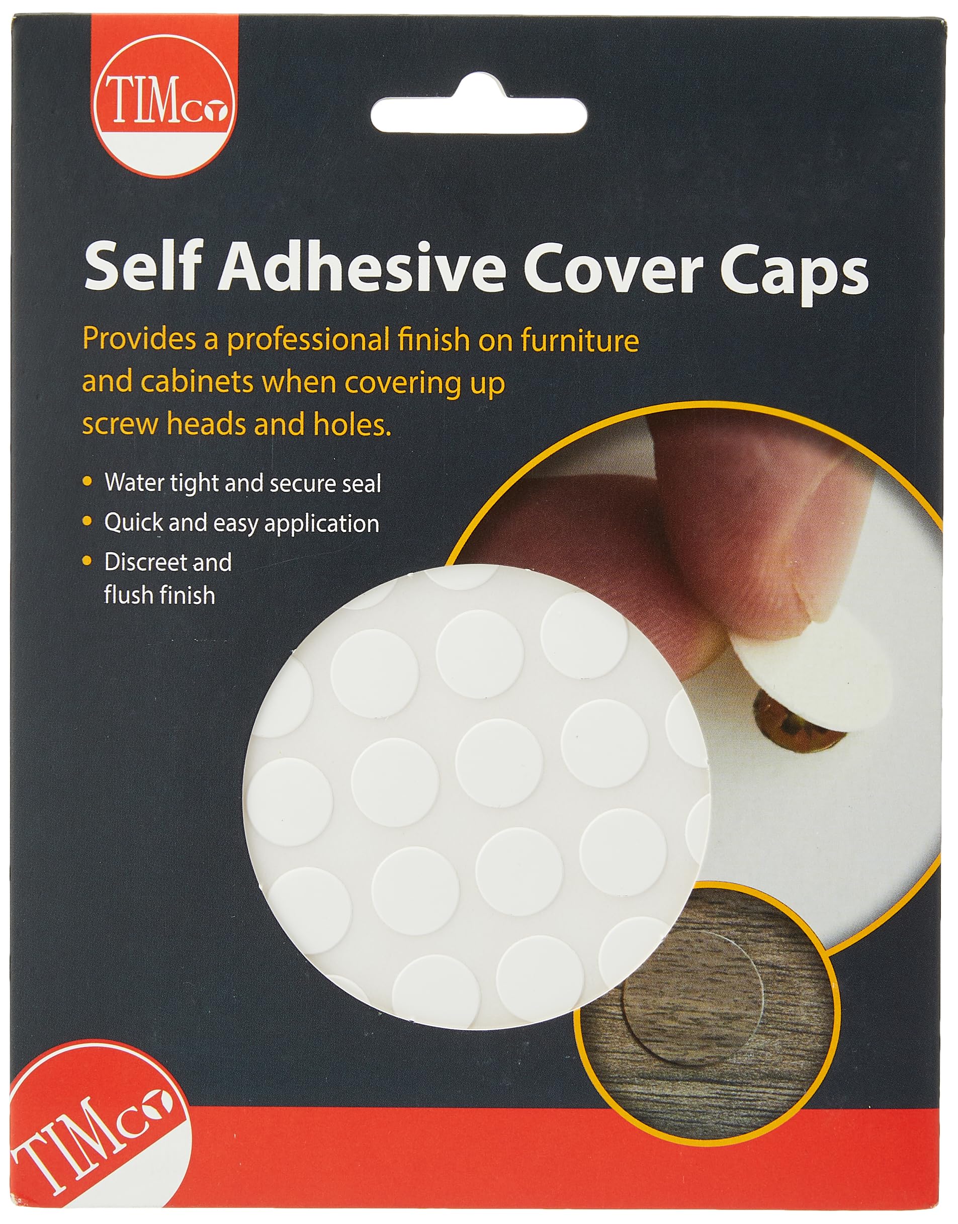 TIMco Self-Adhesive Cover Caps 13 mm - White Gloss - (Pack 112) - COVERWG13