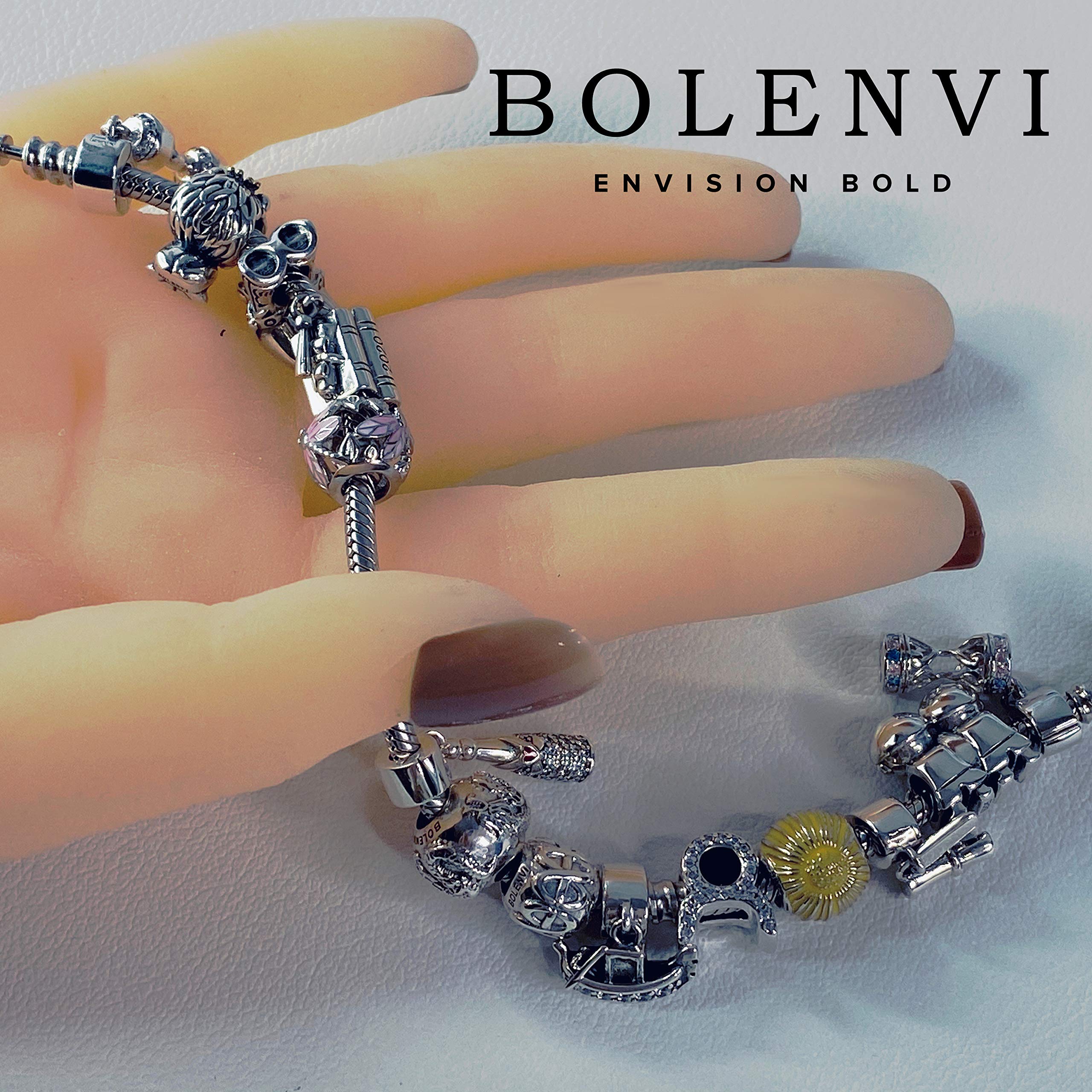 Bolenvi Yellow Sunflower Ball 925 Sterling Silver Charm Bead for Pandora & Similar Charm Bracelets or Necklaces