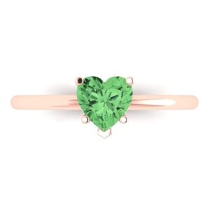 clara pucci 1.0 ct heart cut solitaire green simulated diamond 5-prong engagement bridal promise anniversary ring 18k rose gold size 8.5