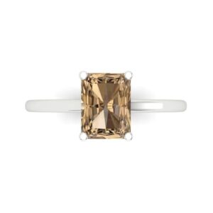 clara pucci 2.0ct emerald cut solitaire champagne simulated diamond 4 prong engagement bridal anniversary ring 18k white gold 3.5