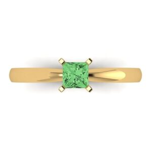 clara pucci 0.50 ct princess cut solitaire green simulated diamond engagement bridal promise anniversary ring 18k yellow gold size 10