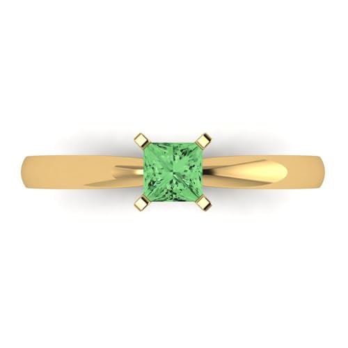 Clara Pucci 0.50 ct Princess Cut Solitaire Green Simulated Diamond Engagement Bridal Promise Anniversary Ring 18K Yellow Gold Size 10