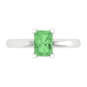 clara pucci 1.0 ct emerald cut solitaire green simulated diamond engagement bridal promise anniversary ring 18k white gold size 4.5